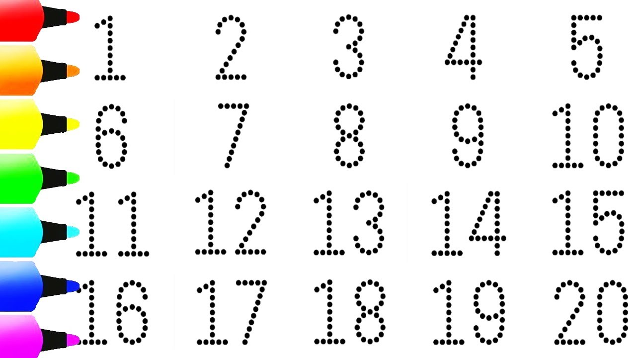 1234567890 | 123 for Kids | Counting Numbers 1 to 20 | Coloring Numbers ...