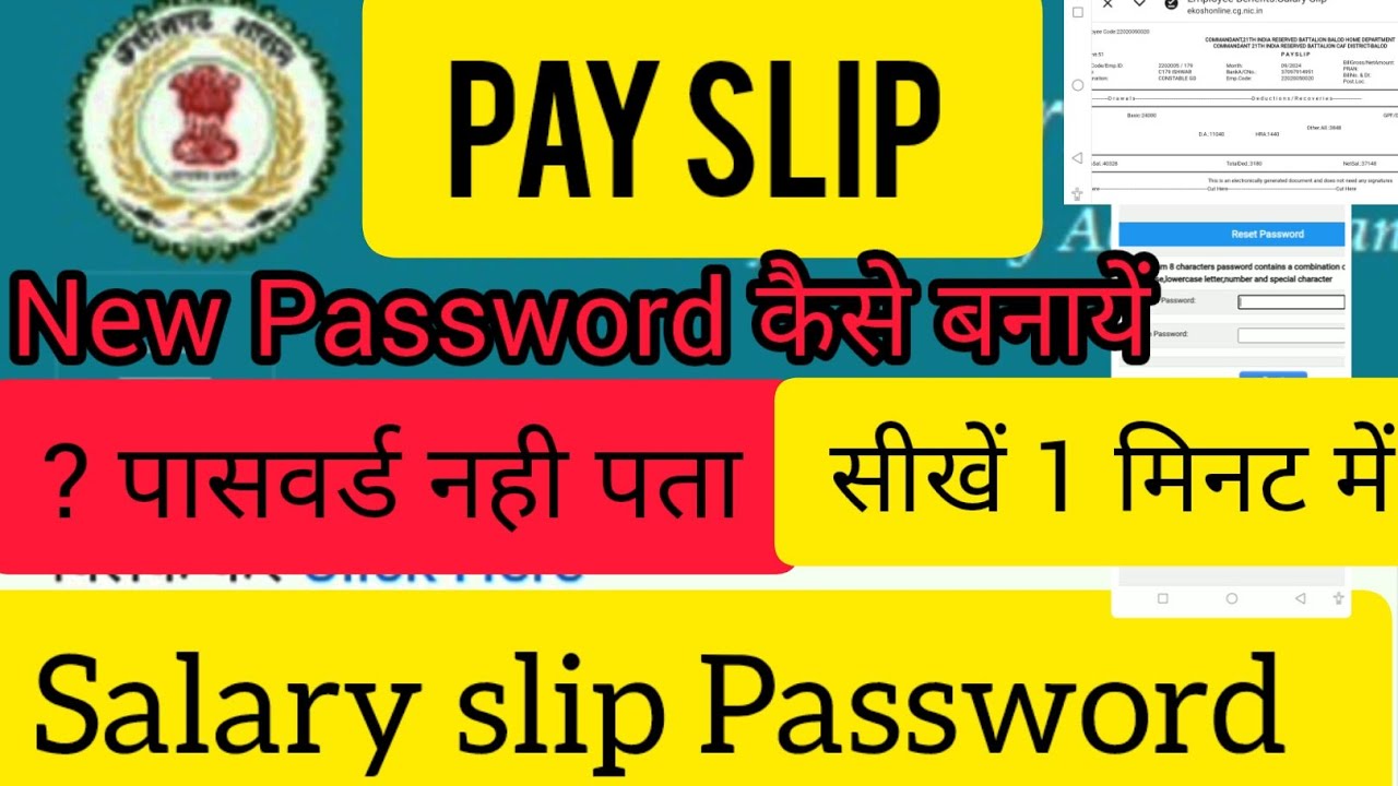 Pay Slip Password Kaise Banaye/PaySlip Password Reset?/Salary Slip ...