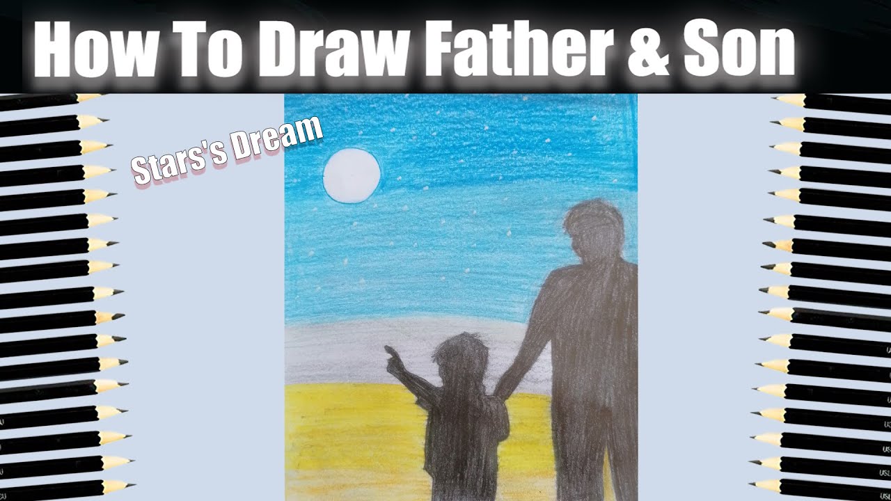 Father's Day drawing with Oil Pastels | How to draw Father and Son ...