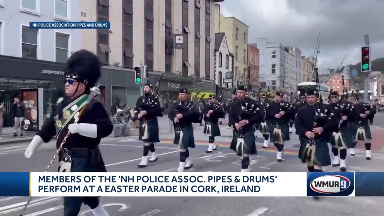 New Hampshire Police Association Pipes & Drums preform at Easter parade ...