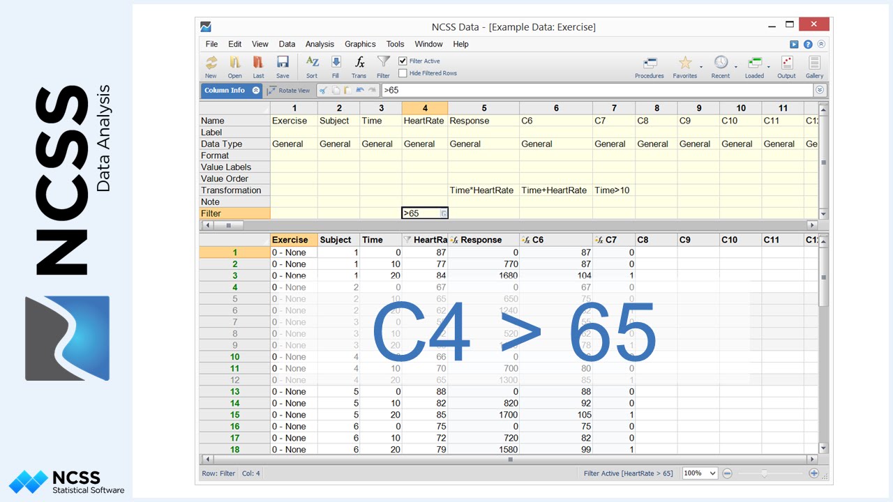 Applying Data Filters in NCSS - YouTube