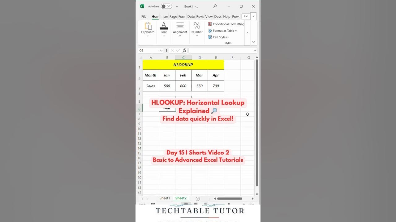 Excel HLOOKUP : Horizontal Lookup : Excel Tutorial Day 15, Video 2 #excel #excelfunction # ...