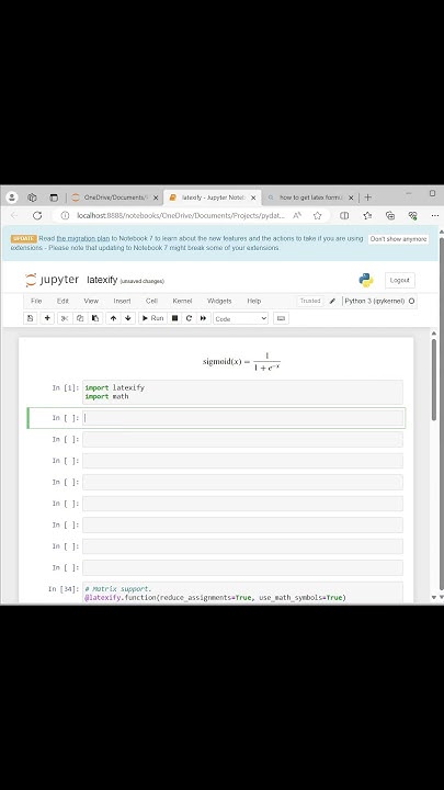 Jupyter Notebooks: Latexify #jupyternotebook #coding #latex #equations ...