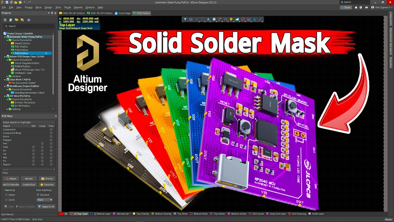 How to Solid Top Mask and Bottom Mask on PCB in Altium Designer Bangla ...