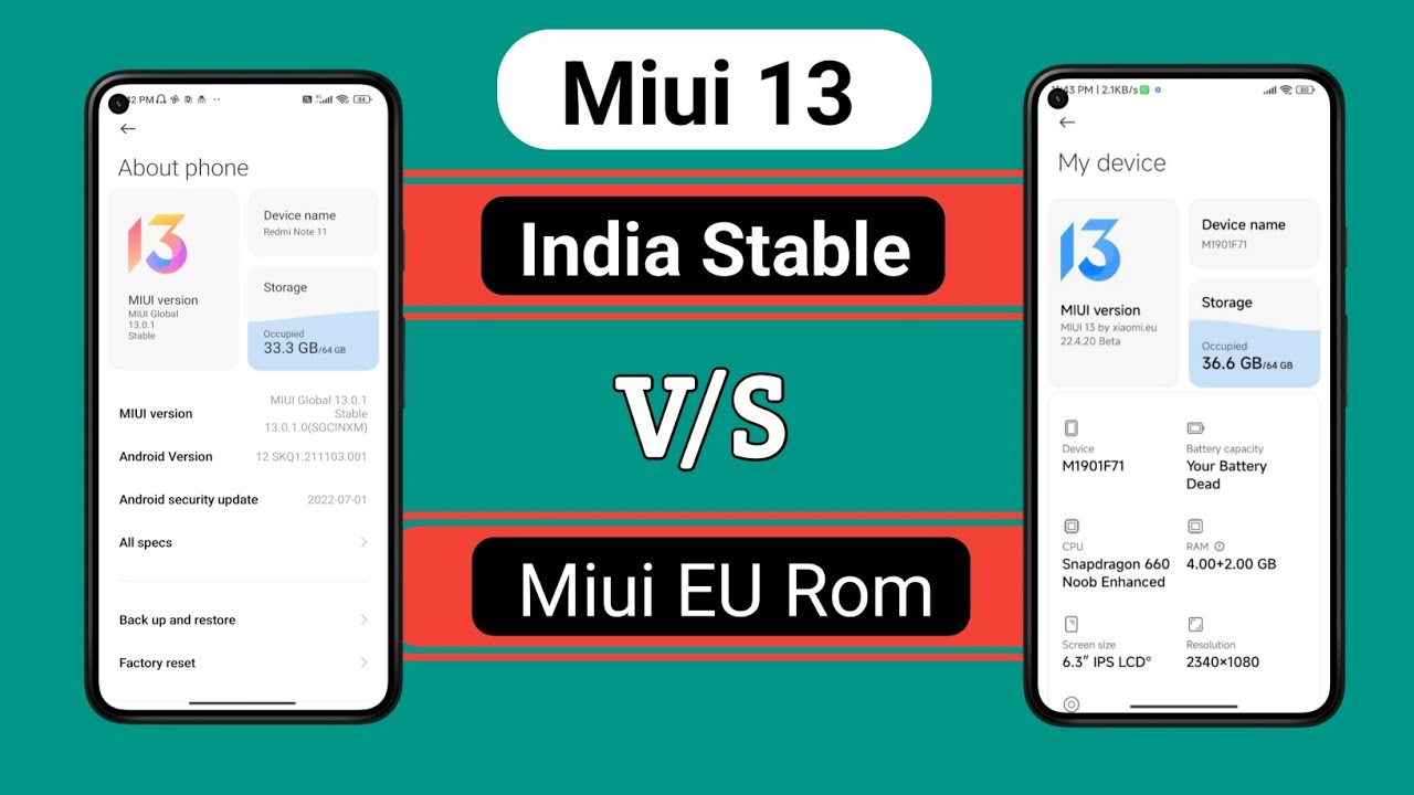 Miui 13 India Stable V/S Miui Eu Rom - YouTube