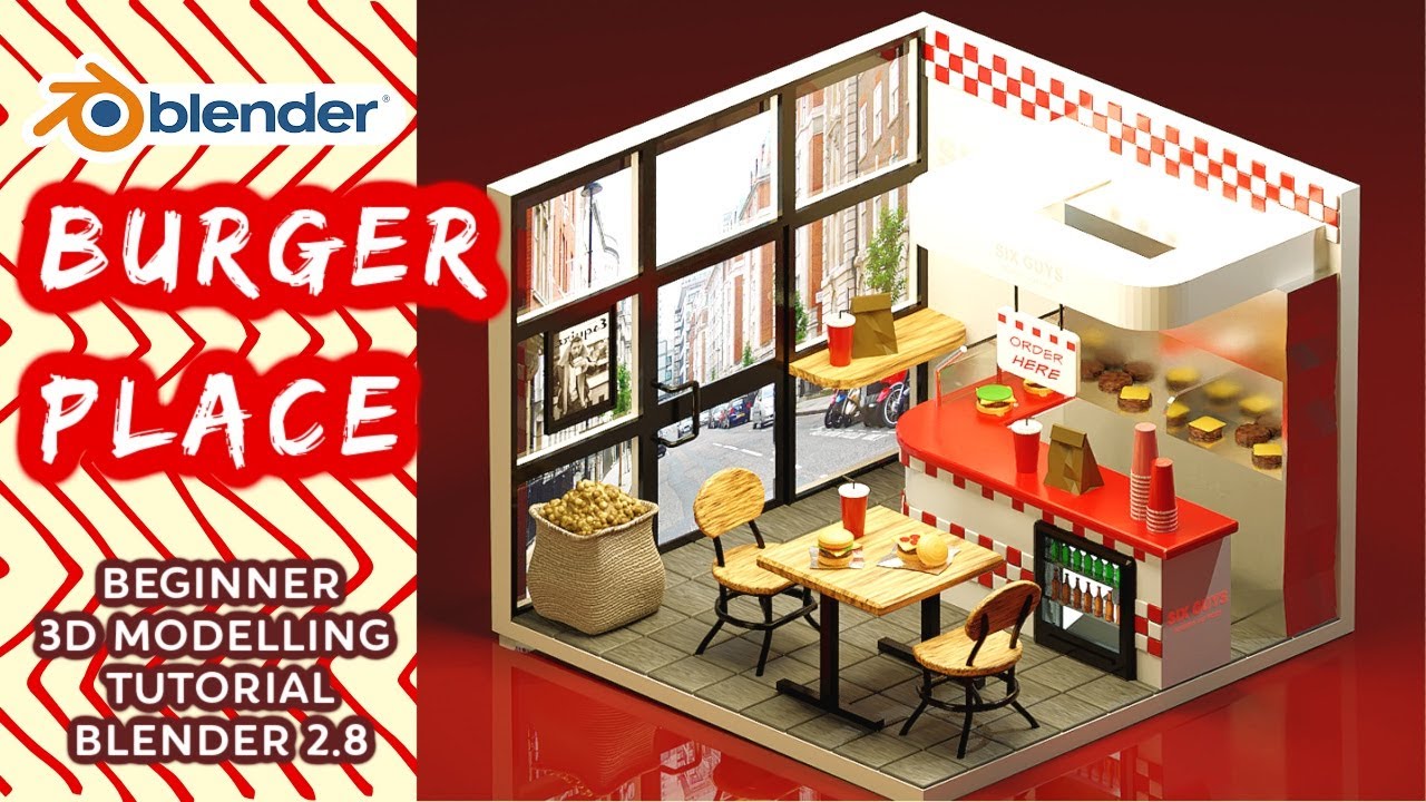 Burger Place in Blender 2.8 - Low Poly 3D Modelling - Beginner ...