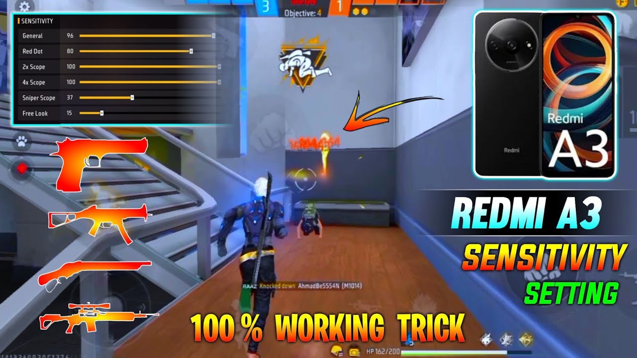 REDMI A3 Free Fire Headshot Setting || Free Fire Sensitivity Setting ...