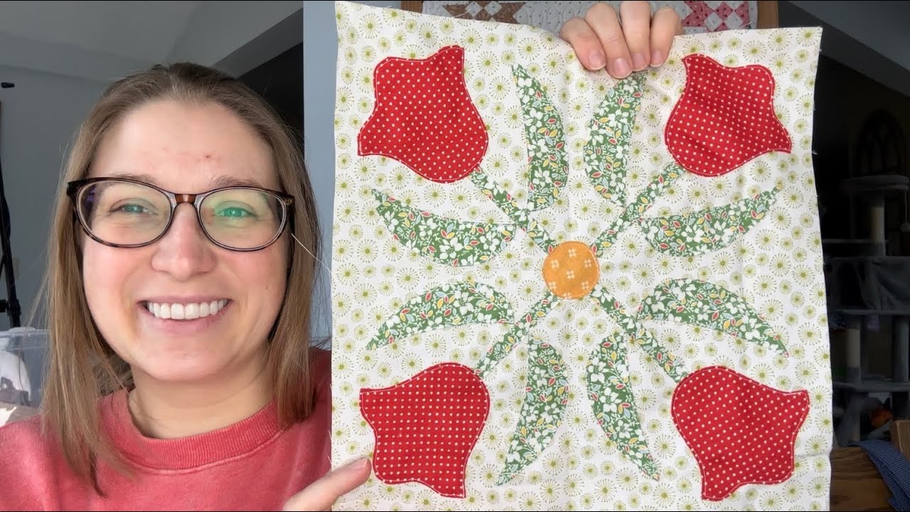 2023 Scrappy Sampler- Block 30- appliqué quilt block tutorial, tulip ...