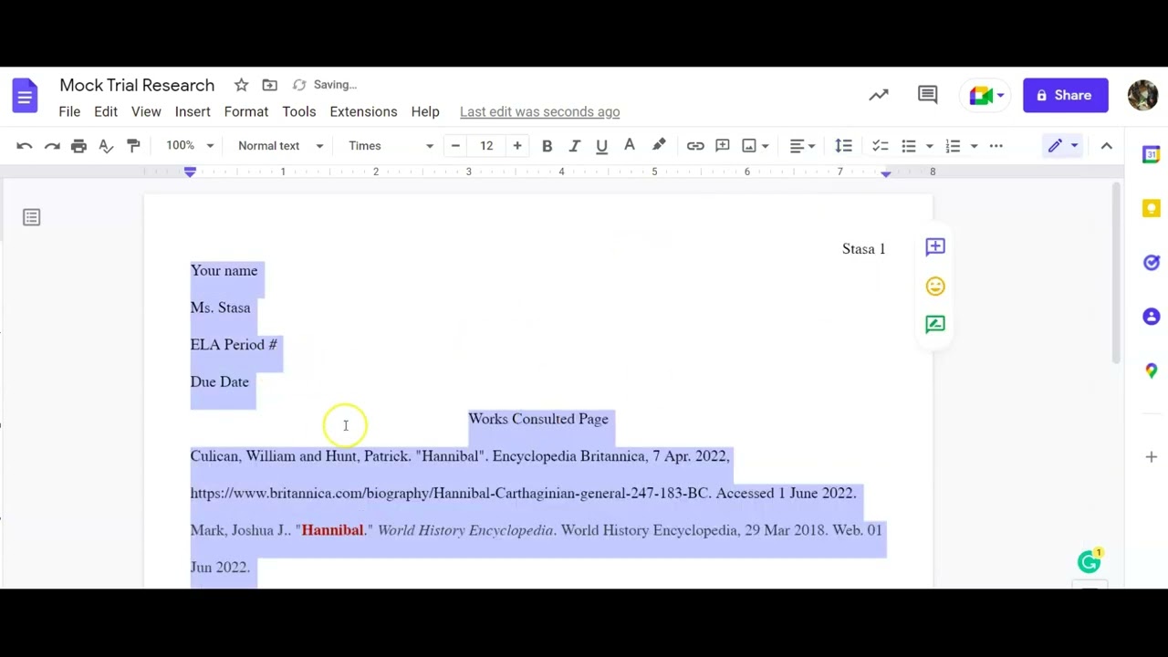 Formatiing a Works Consulted Page 2022 - YouTube
