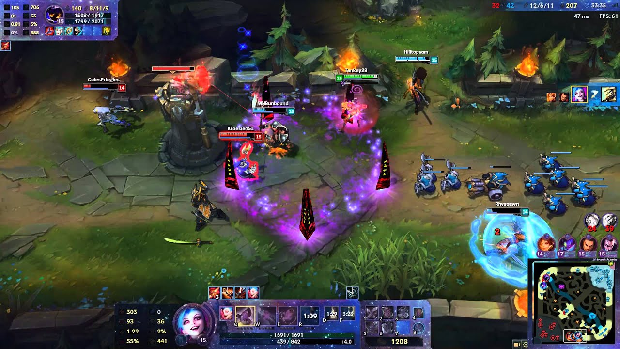 League of Legends: Jinx Triple kill Tower Dive - YouTube