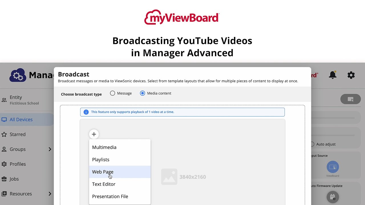 myViewBoard: Broadcasting YouTube Videos in Manager Advanced - YouTube