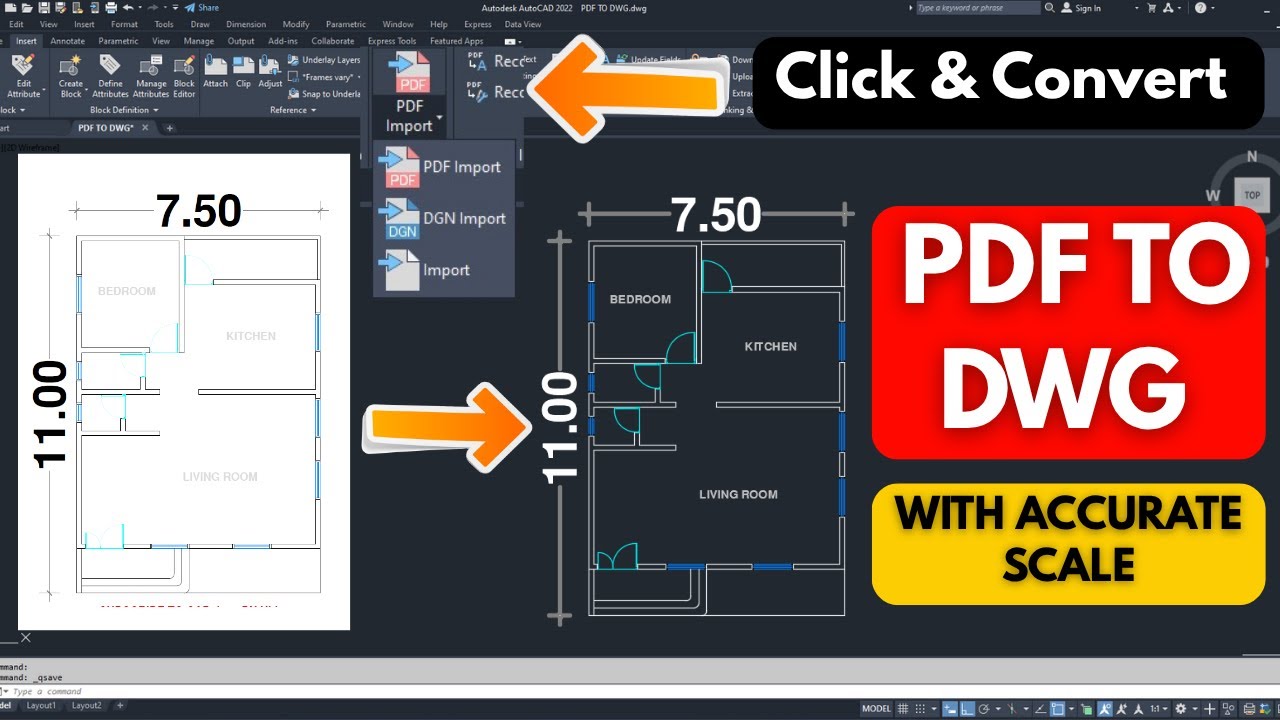 Insert PDF with Perfect Scale in AutoCAD #pdftoautocad - YouTube
