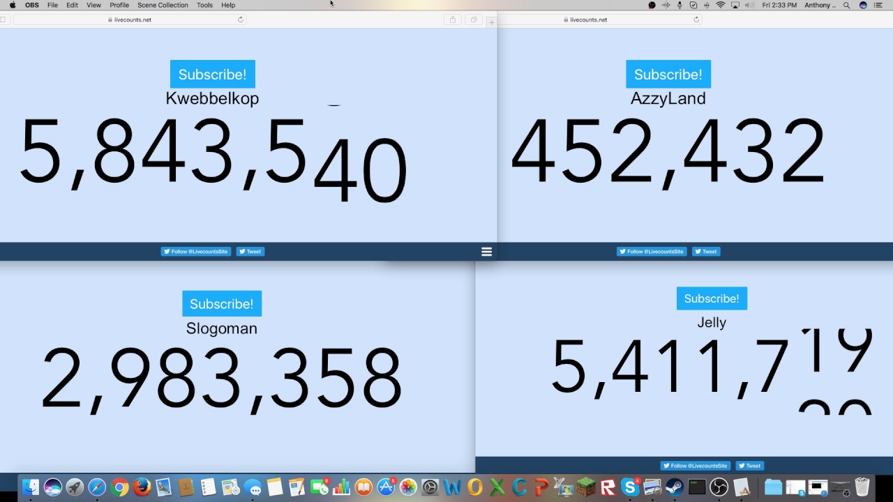 LIVE Sub-Count (Kwebbelkop, AzzyLand, Slogoman, and Jelly) ALL IN ONE ...