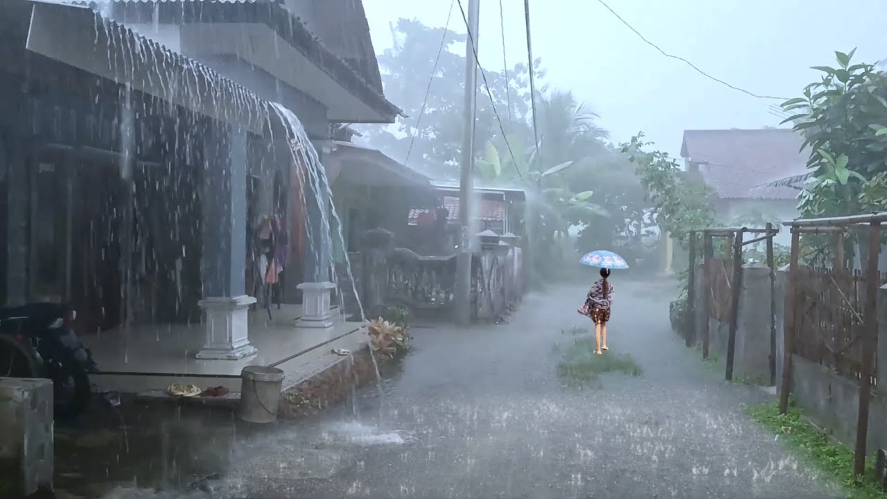 Walking in the Rainstorm in Village | 99% Realistic Thunder and Rain ...