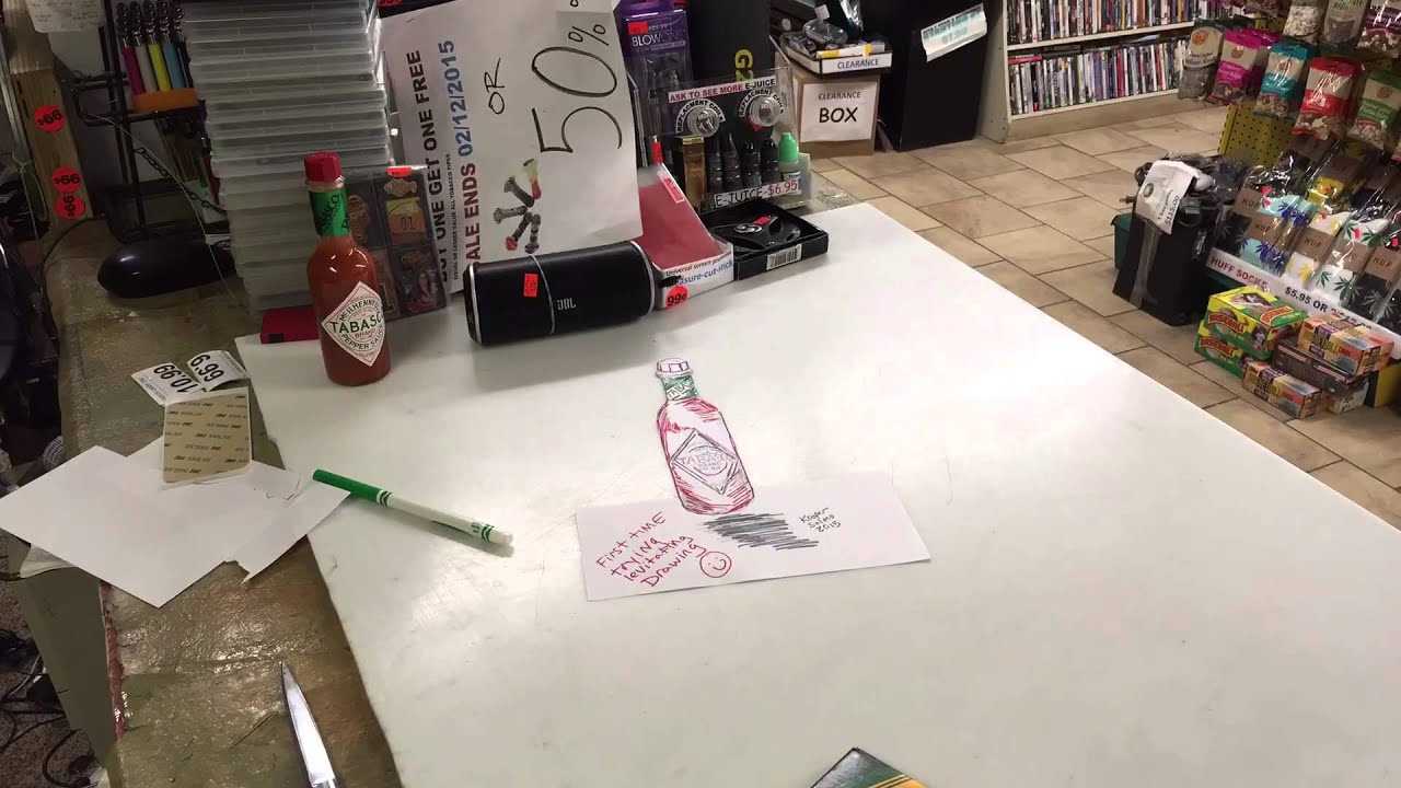 3d Drawing Tabasco Hot Sauce Levitating Bottle Art time lapse 60 ...