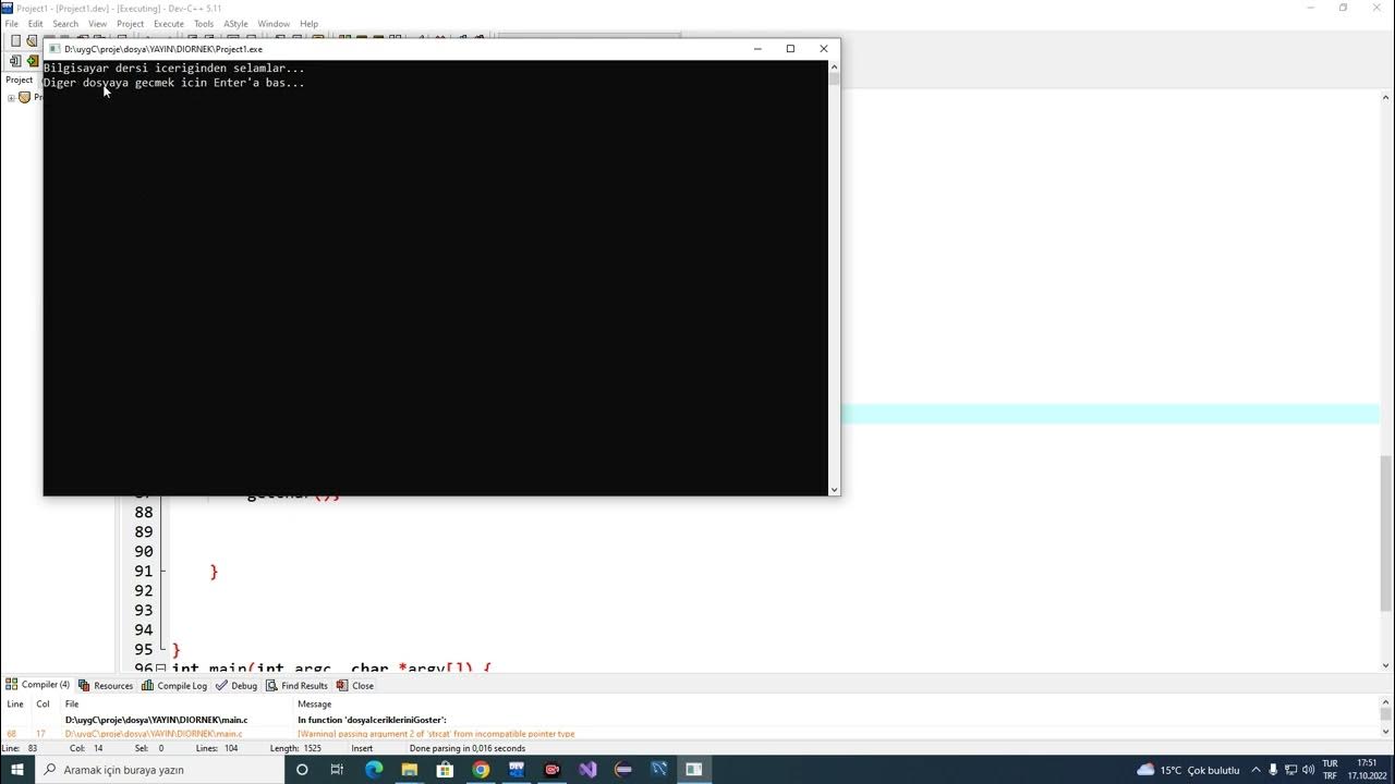 183- Dosya isimlerini listeleme - C kodu- 3 - içeriklerini yazdırma ...