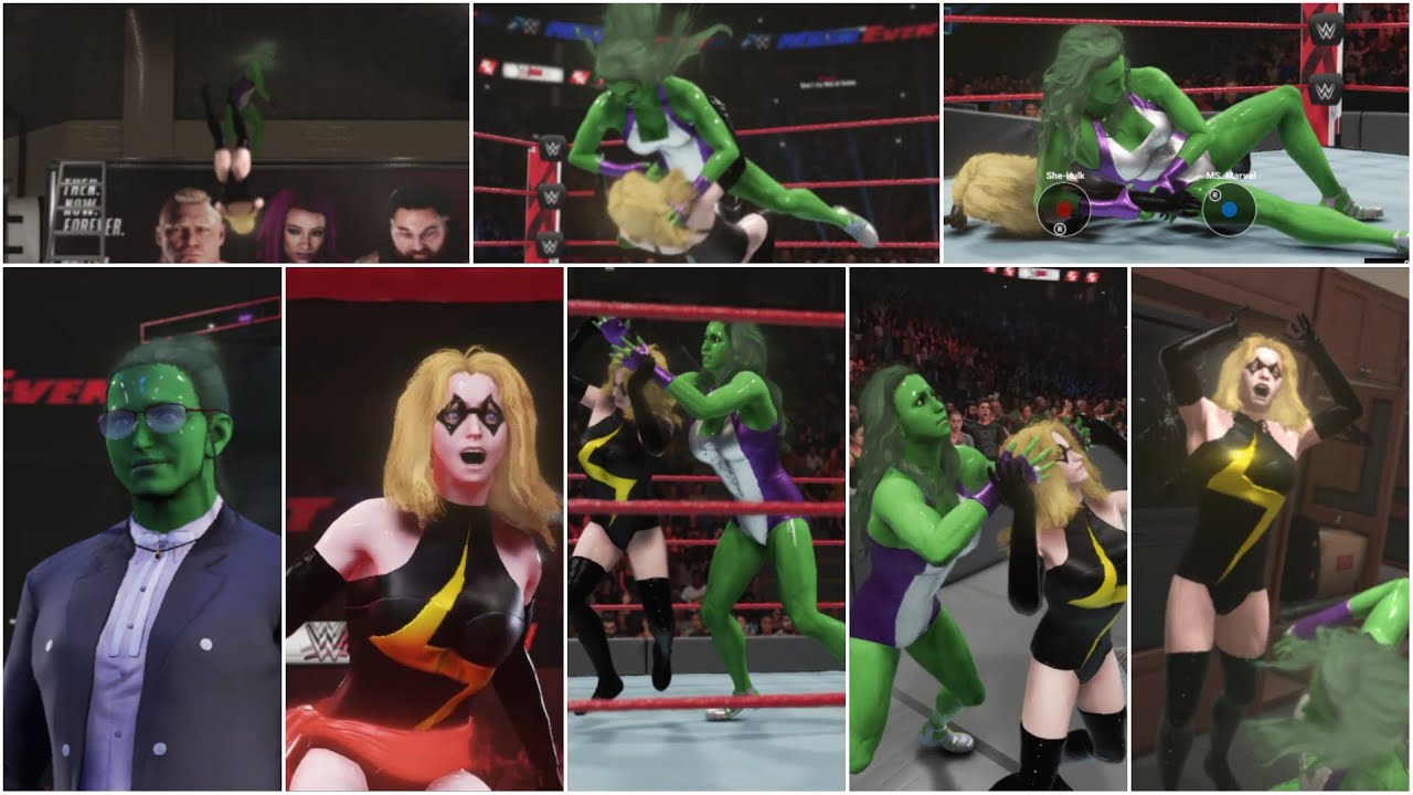 WWE 2K19 SHE-HULK vs MS. MARVEL Falls Count Anywhere Match (PS4 CAW ...