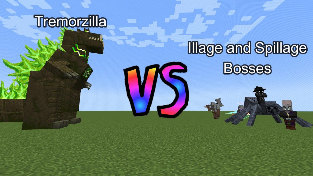 Tremorzilla vs Illage and Spillage Bosses | Minecraft Mob Battle - YouTube