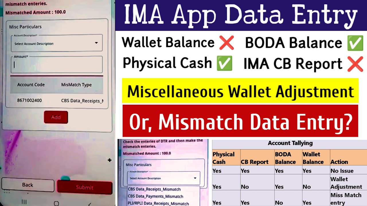 IT2.0 IMA App Balance Mismatch Data Entry | Miscellaneous Wallet ...
