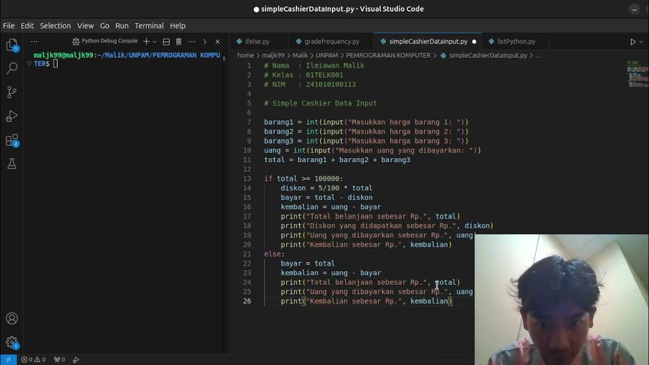 Tugas Pemrograman Komputer If Else Forum Diskusi 8 Simple Cashier Input Data - YouTube