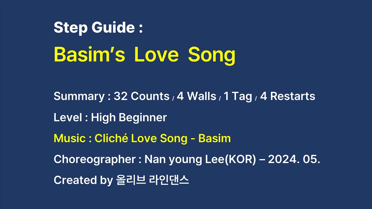 Basim’s Love Song | High Beginner | 올리브 라인댄스 - YouTube