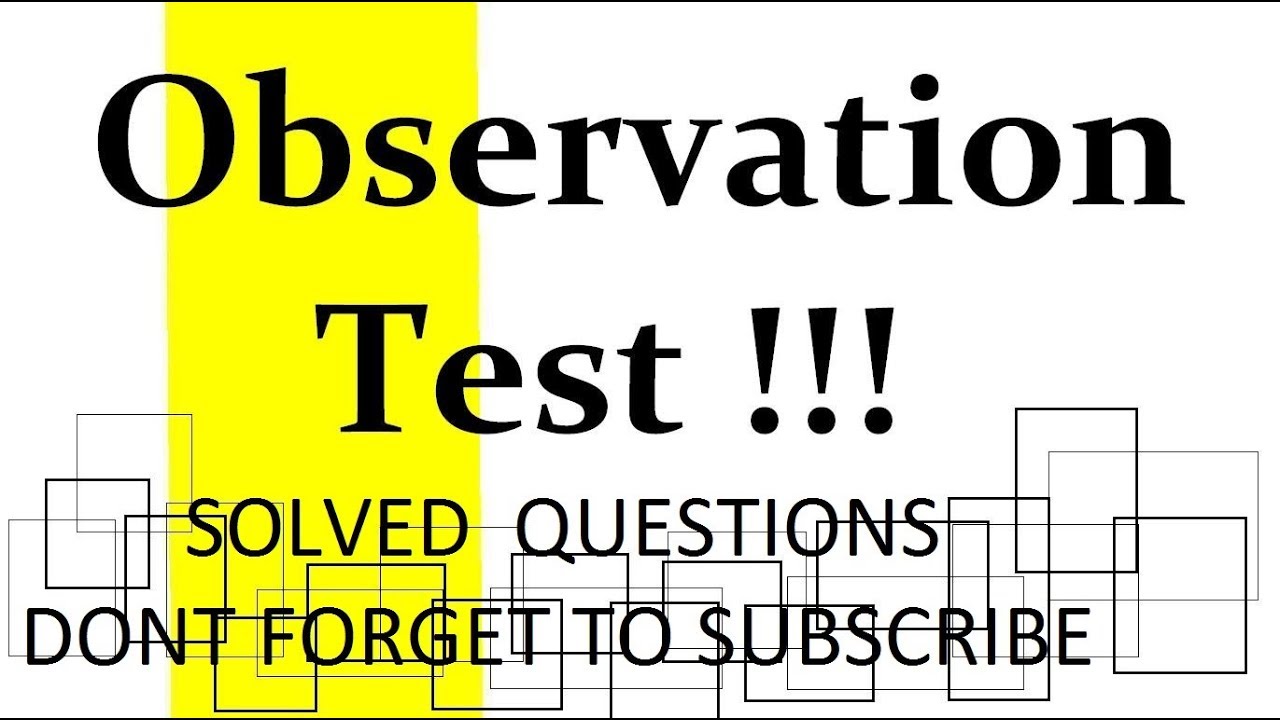 OBSERVATION TEST WITH TRICKS GET SOLVED 30 Q IN 5 MINUTE - YouTube