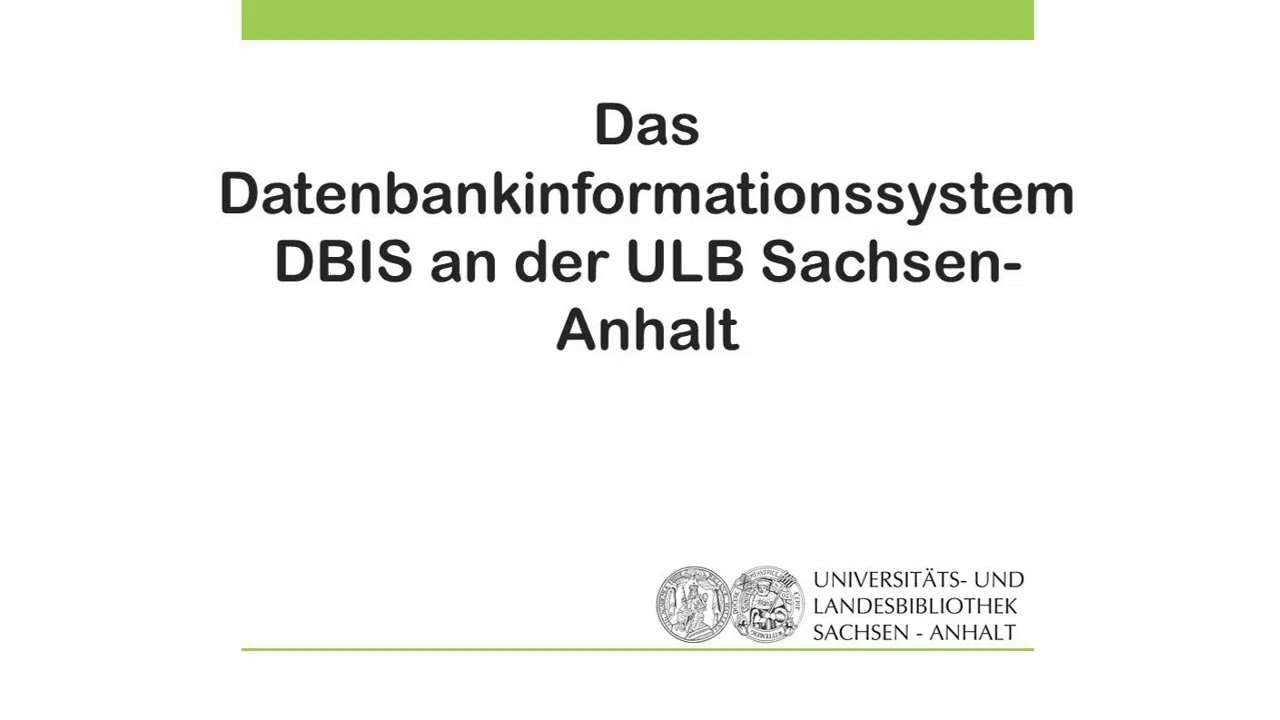 DBIS - Datenbankinformationssystem der ULB erklärt | Uni Halle - YouTube