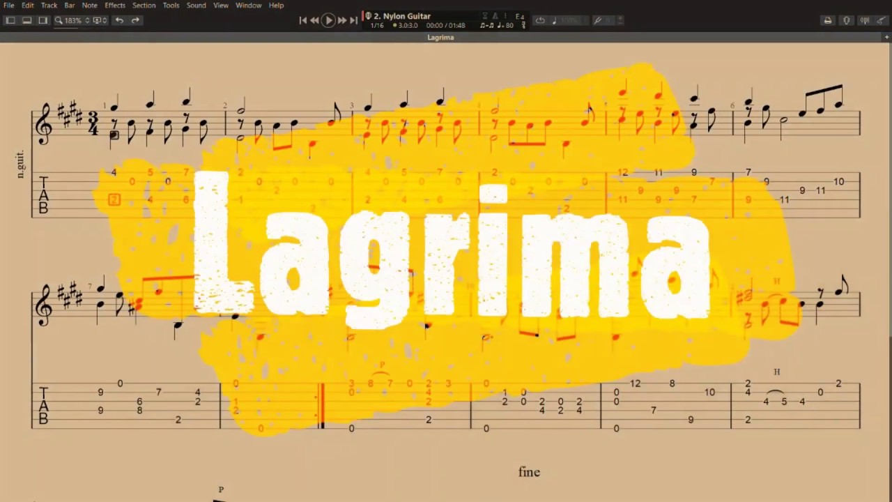 Lagrima guitar tab - YouTube