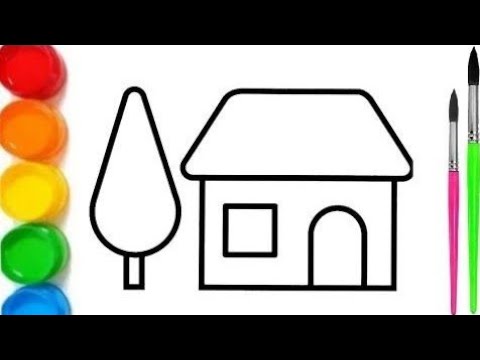 How to darw easy darwing House /House tree darwing for kids/colouring ...