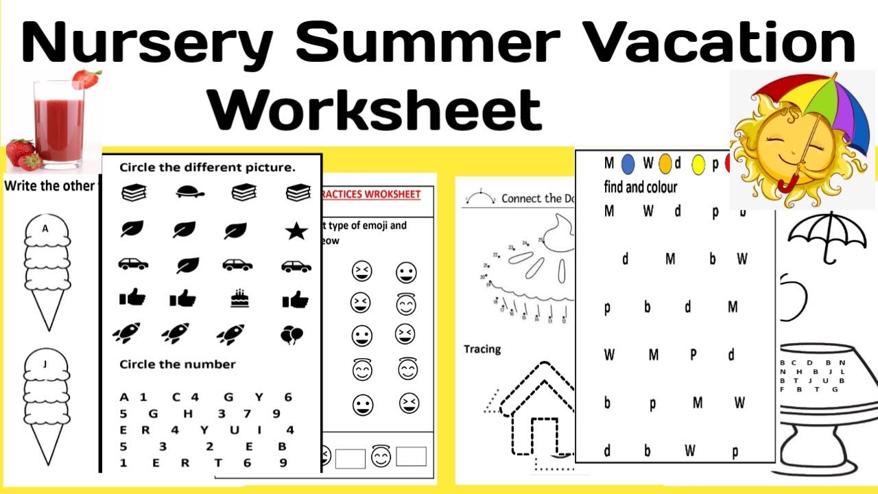 Summer Vacation Homework For Nursery Class|Summer Vacation activity for ...
