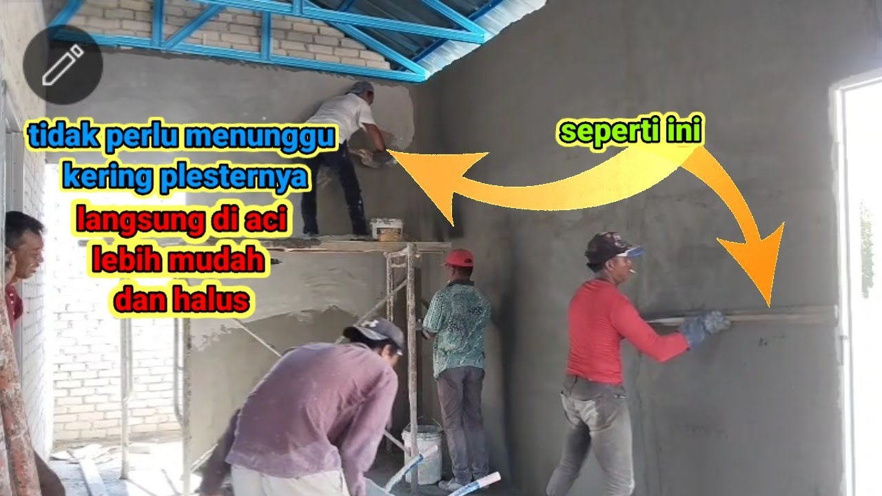 cara plester dinding licin(langsung di aci) - YouTube