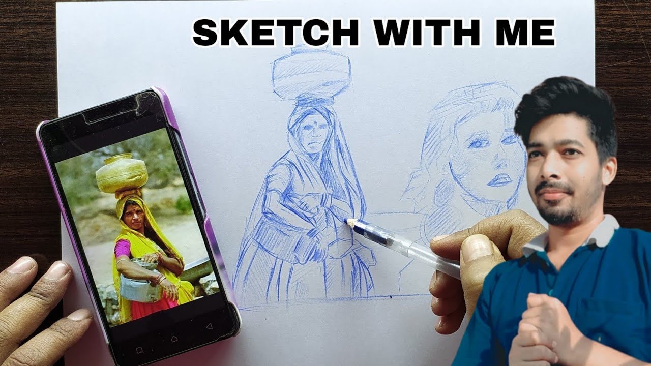 Sketch with me episode 1 | Draw Female pose | Outline drawing practice ...