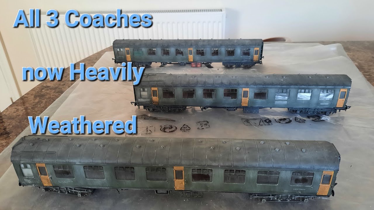 All 3 Departmental Coaches now Weathered - YouTube