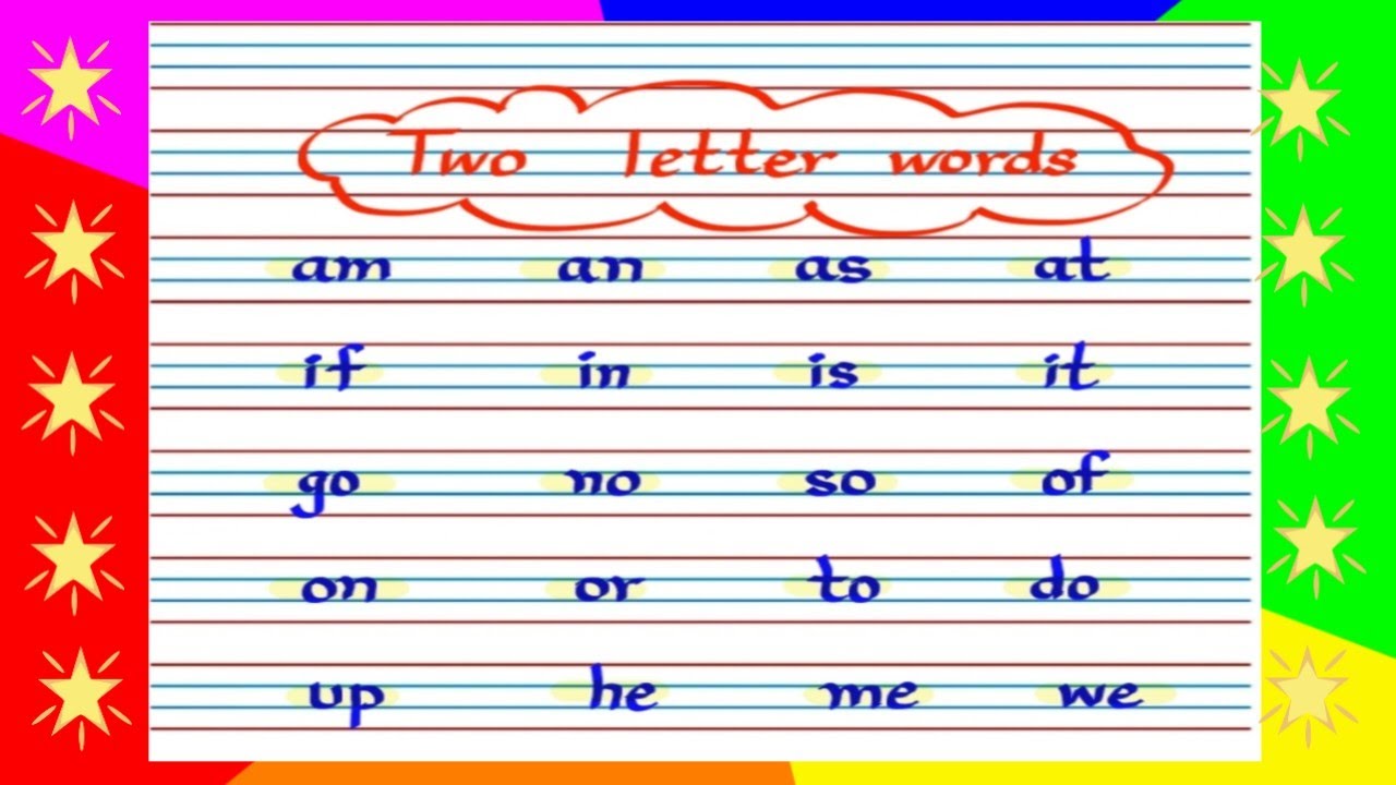 TWO LETTER WORDS IN ENGLISH | TWO LETTER WORDS WRITING AND READING ...