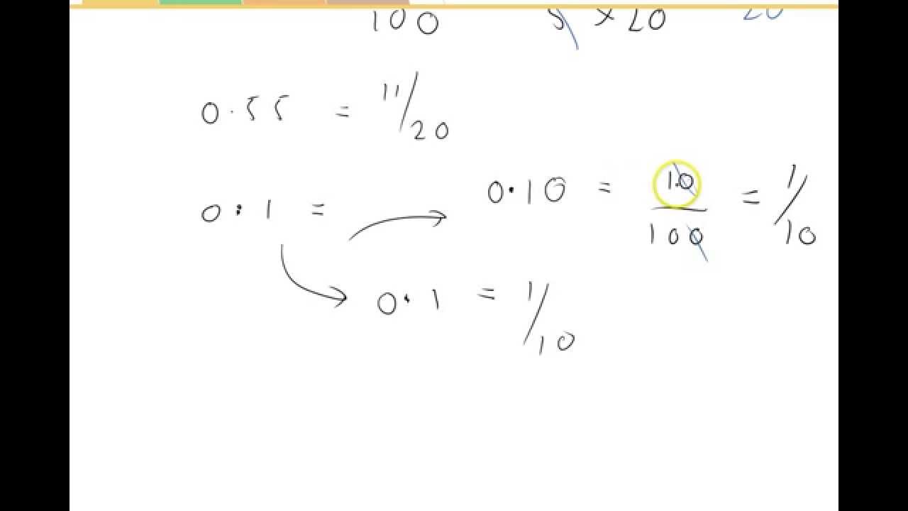 Fractions 12: 0.55 = 11/20 - YouTube