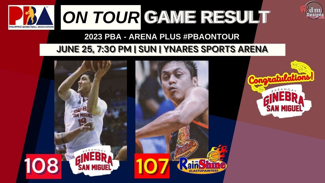 Pba On Tour Game Result for June 25, 2023 | Brgy Ginebra vs Rain or ...