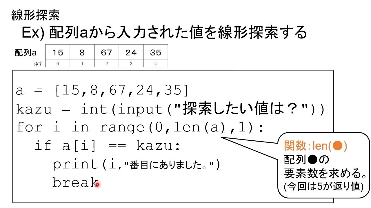 プログラミング⑧01線形探索 Youtube