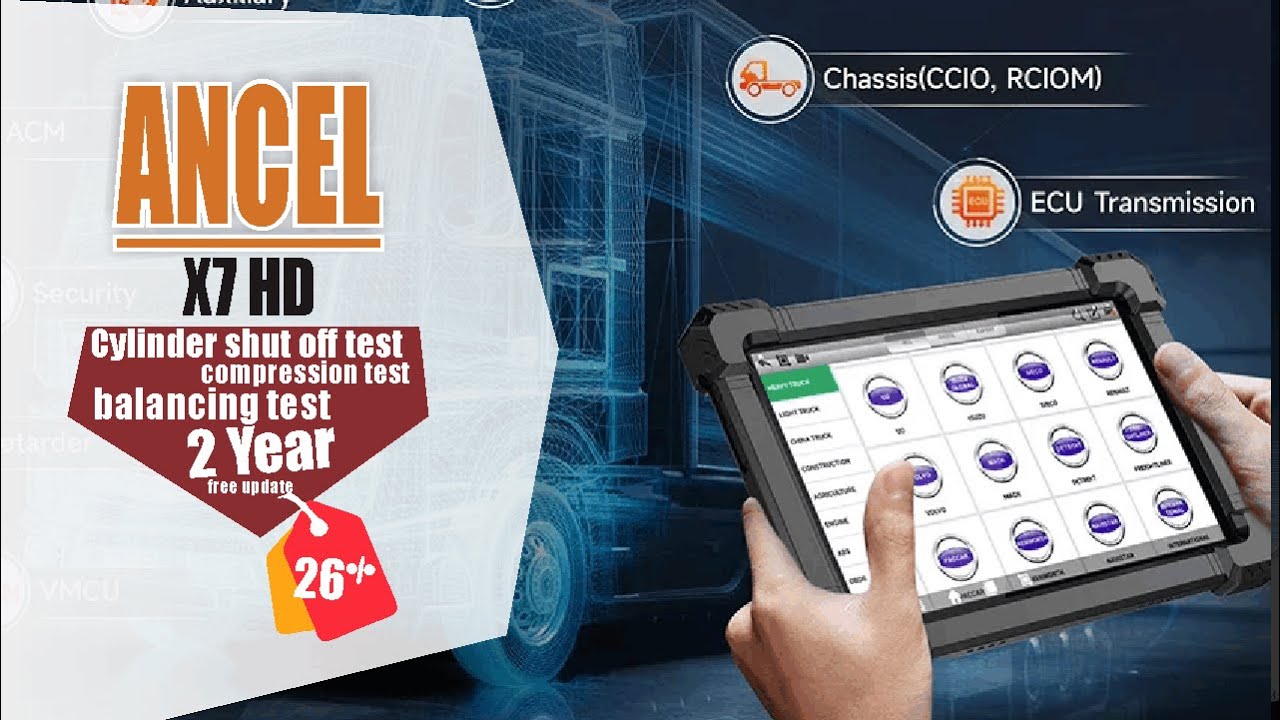 ANCEL X7 HD Heavy Duty Truck Diagnostic Tool TPMS - YouTube