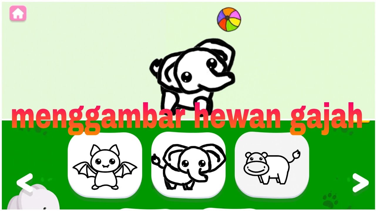 Menggambar hewan gajah kids games - YouTube
