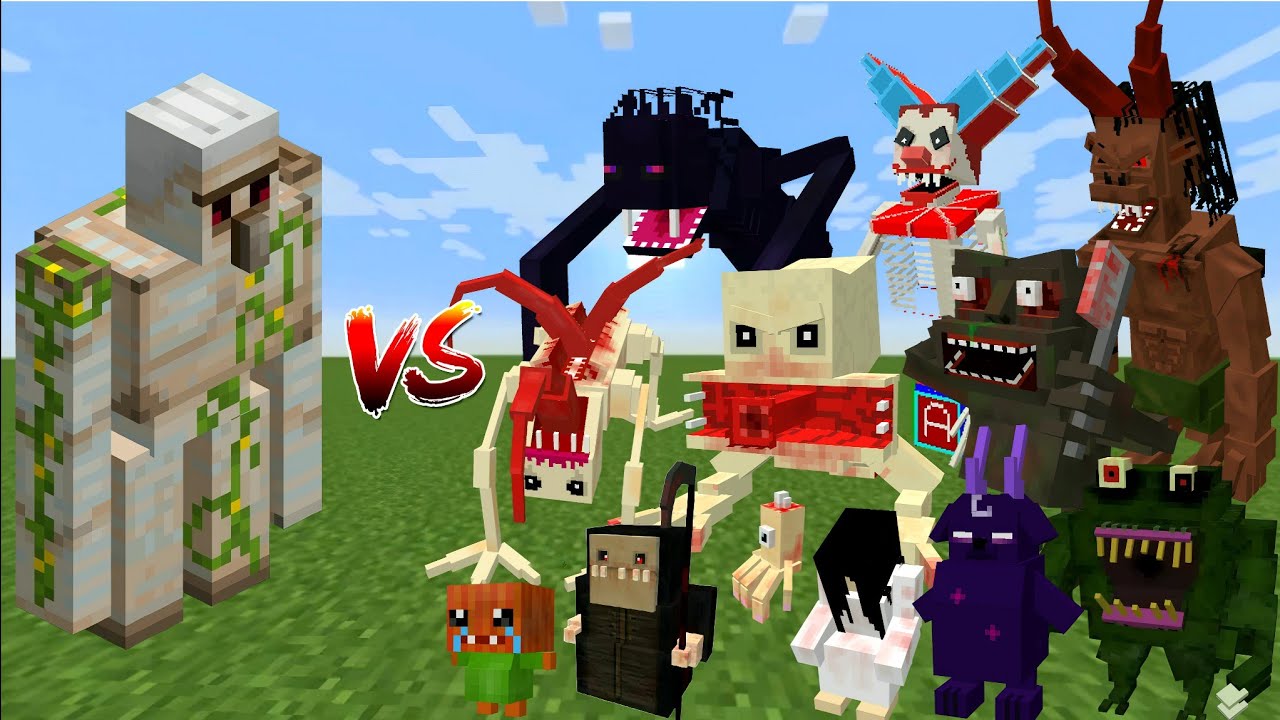 Iron Golem VS Every Boss and Scary Mobs in Minecraft! (EPIC MOB BATTLE ...