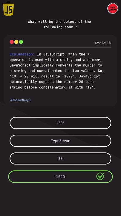 JavaScript Quiz For Beginners 🧠 | Question 4 #coding #javascript # ...