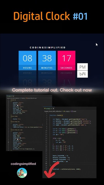 Digital Clock tutorial. Check out the link. #html #css #javascript #project #tutorial #shorts ...