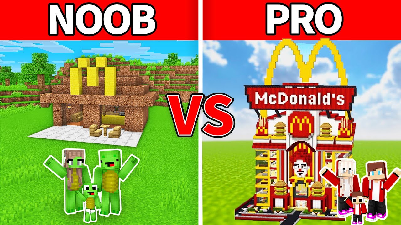 Mikey Family & JJ Family - NOOB vs PRO : McDonalds House Build Challenge in Minecraft (Maizen ...