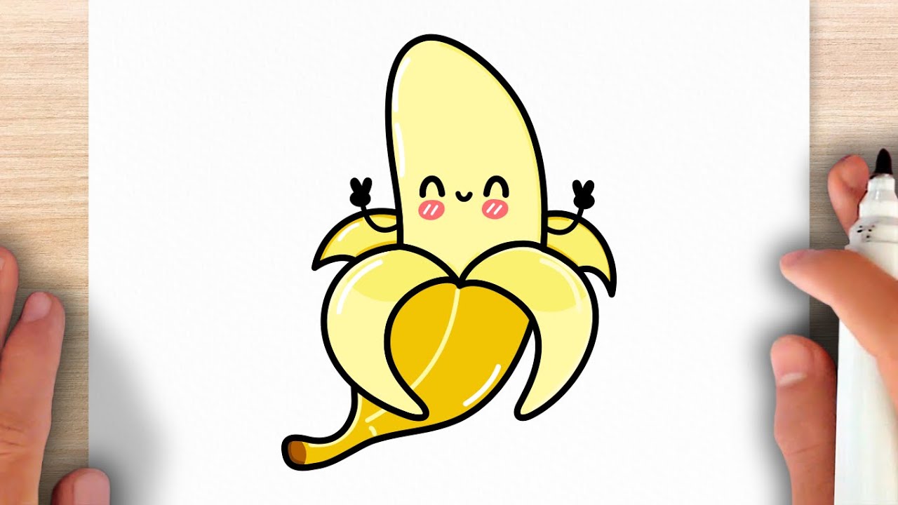 Como Desenhar uma Banana Fofa Descascada Kawaii (MUITO FÁCIL) - YouTube