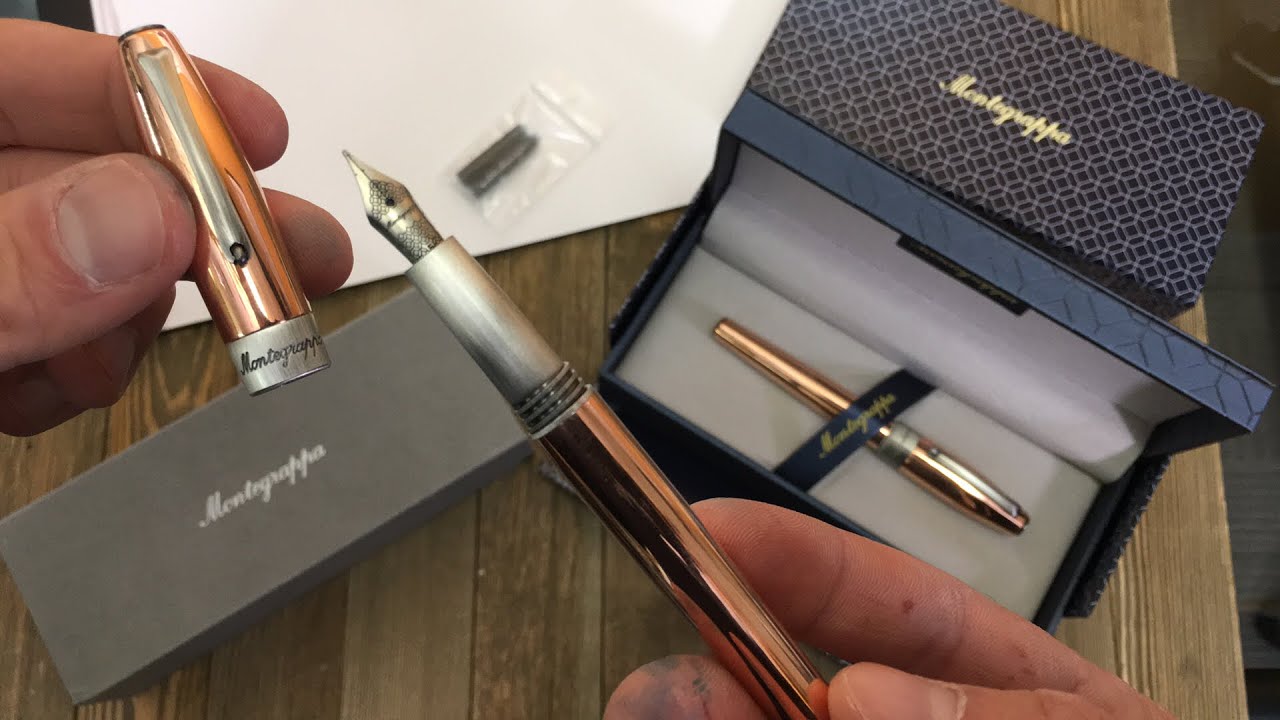 Montegrappa Mini Mule Copper Fountain Pen Unboxing and Writing Sample ...