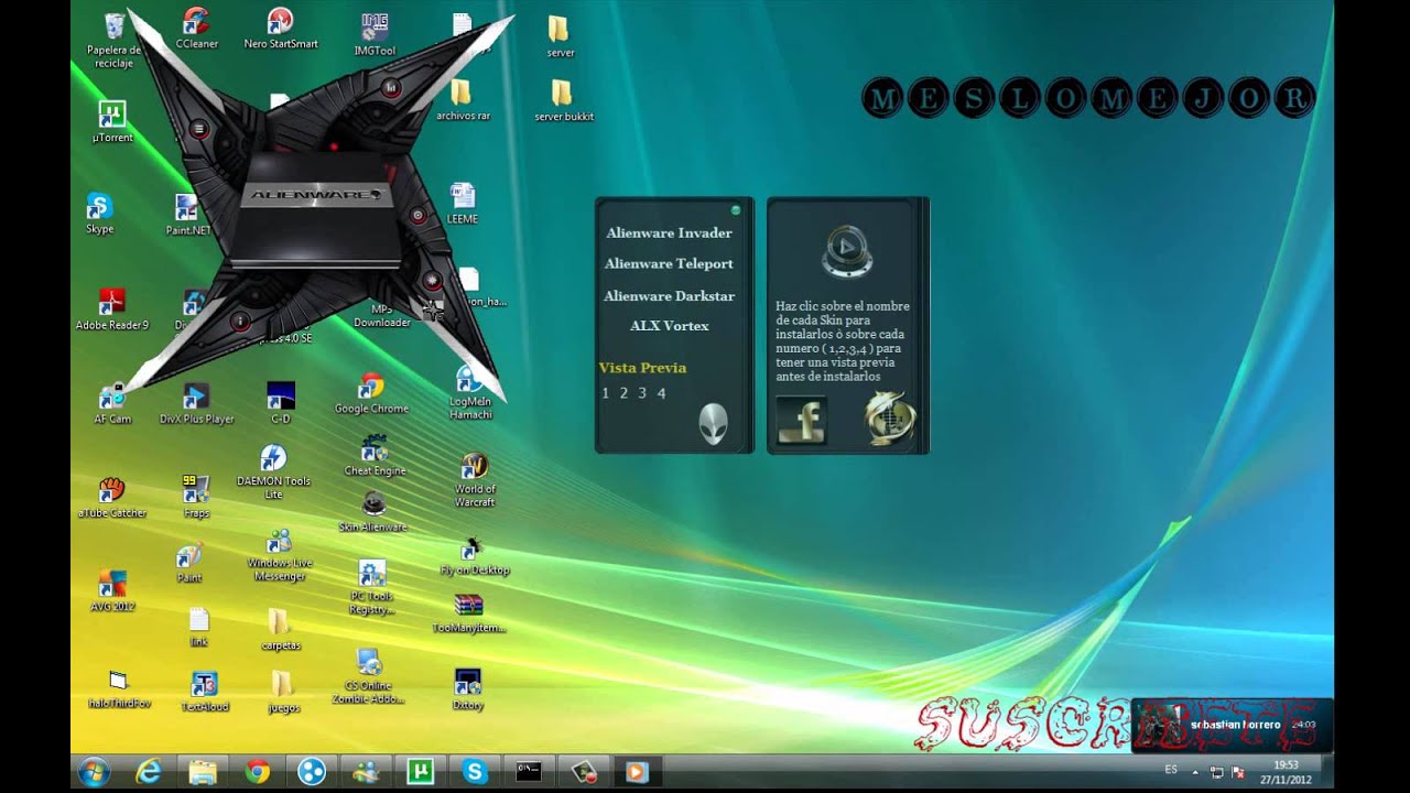 como descargar Skin Alienware para windows 7 y XP - YouTube