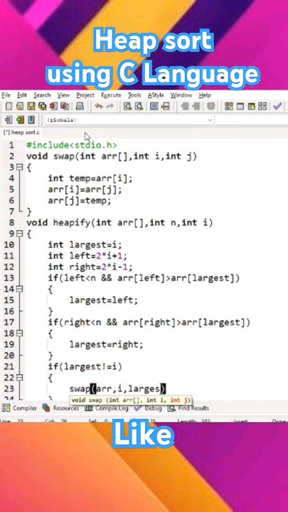 Heap sort using C Language - YouTube