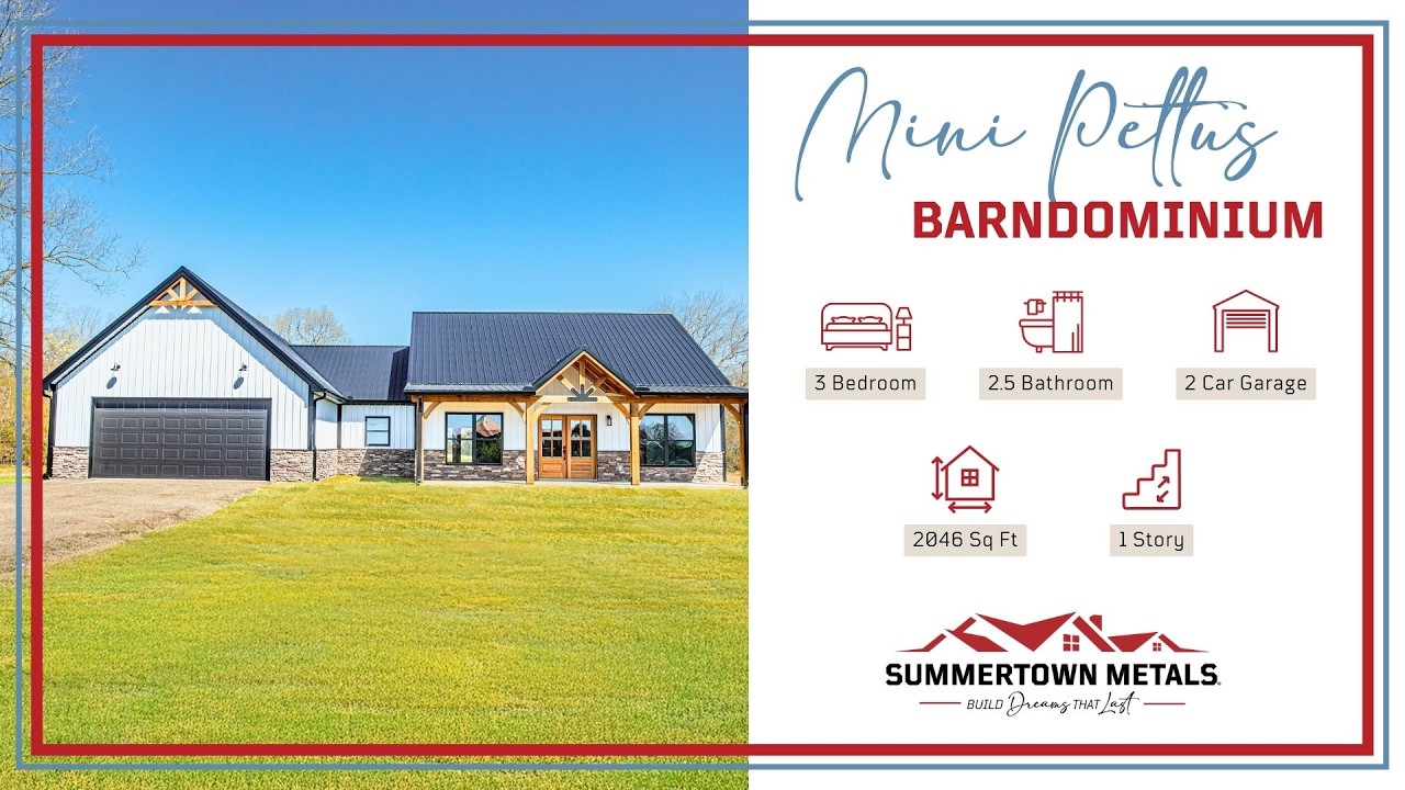 Mini Pettus Barndominium | 2,046 sq. ft. | 3 Bed | 2 Bath - YouTube