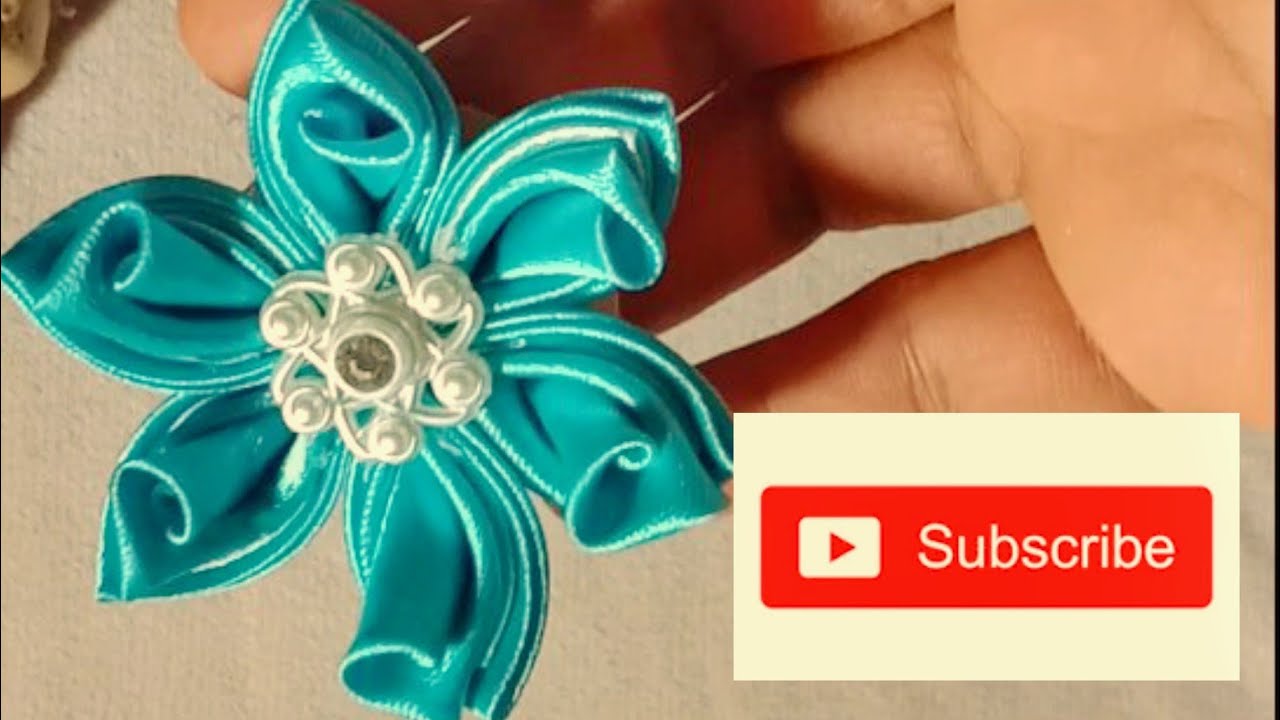 DIY brooch/ tutorial bunga kanzashi simple - YouTube