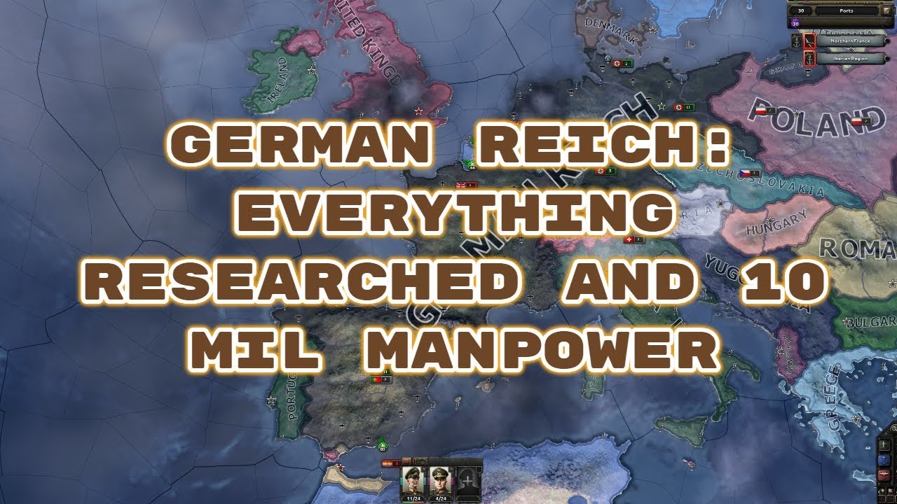 Hoi4 German Reich - Everything researched + 10 mil manpower - YouTube